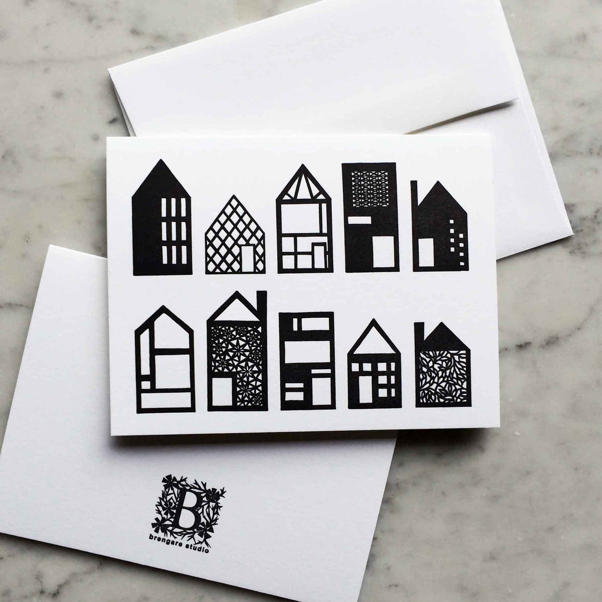 Paper Houses | Blank Letterpress Greeting Card – Brengare Studio